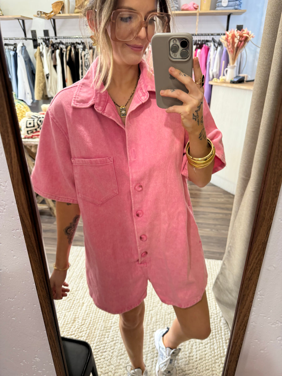 Combi short en jeans - rose – L O V E R ' S